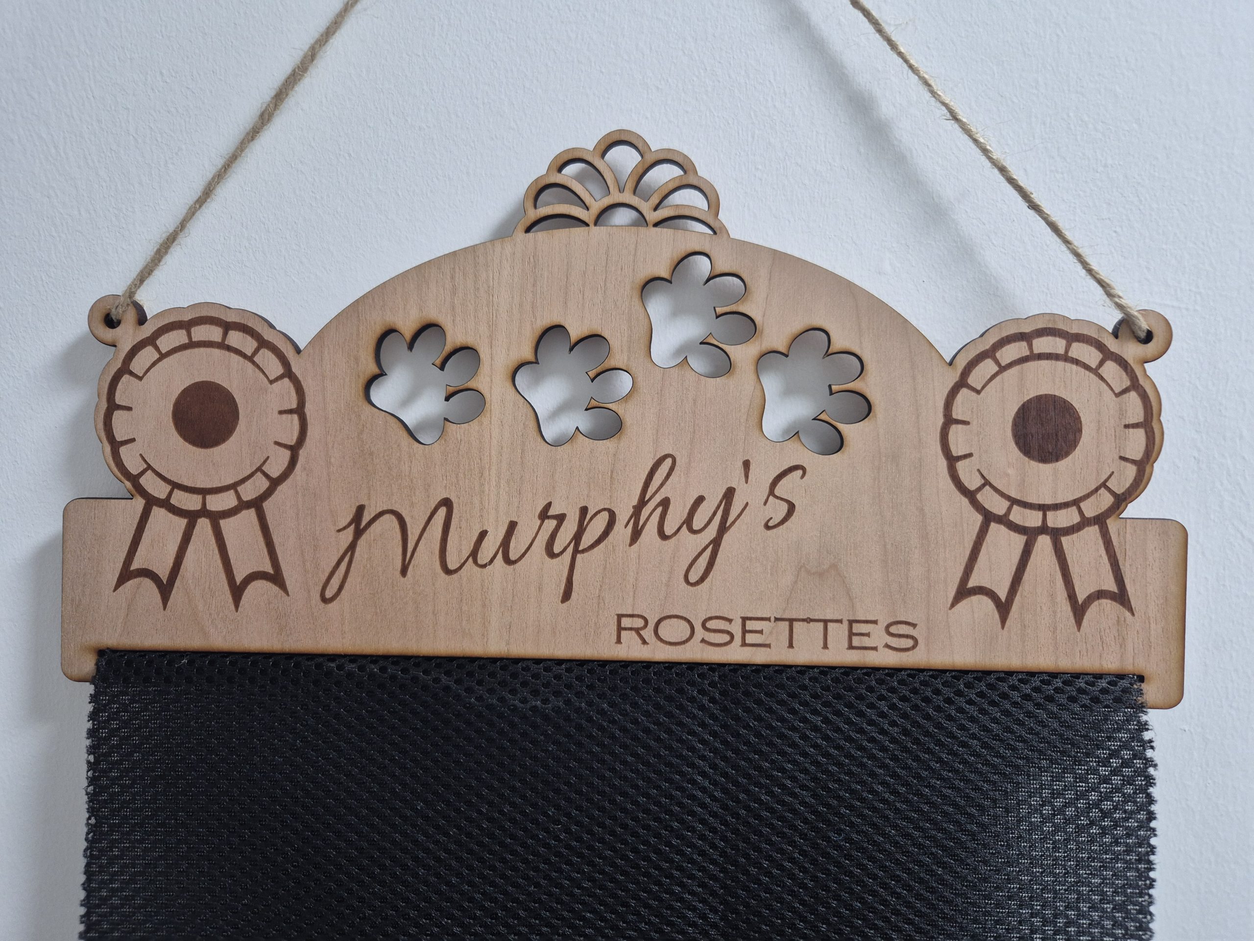 Personalised Wooden Dog Rosette Holder Yorkshire Engravers
