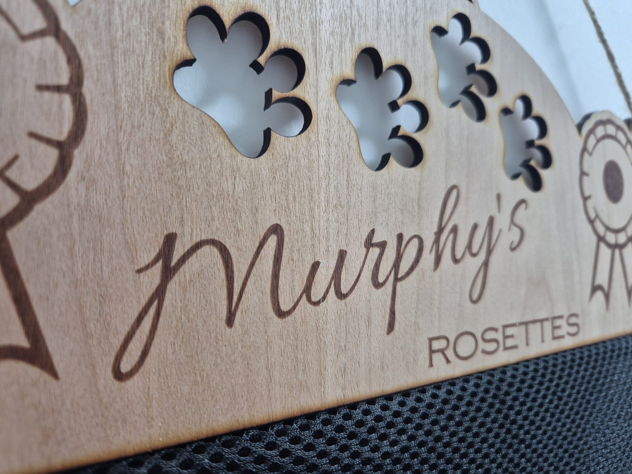 Personalised Wooden Dog Rosette Holder Yorkshire Engravers